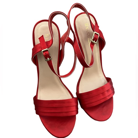 Shoe Dazzle | Shoes | Red Satin Sandals | Poshmark